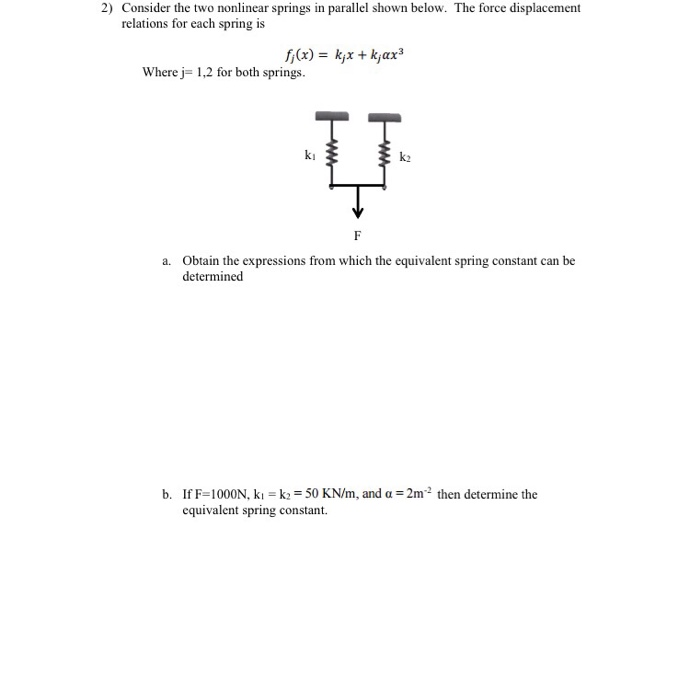 Solved Consider the two nonlinear springs in series shown | Chegg.com