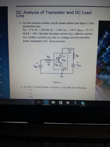 Solved DC Analysis of Transistor and DC Load Line 1. For the | Chegg.com