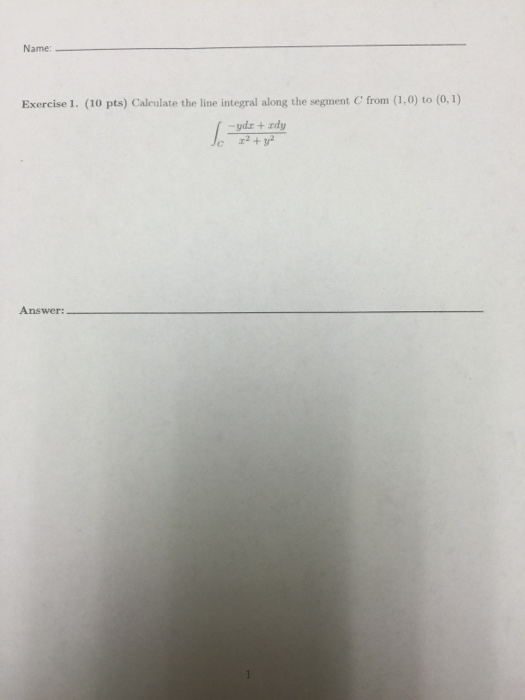 Solved Calculate the line integral along the segment C from | Chegg.com