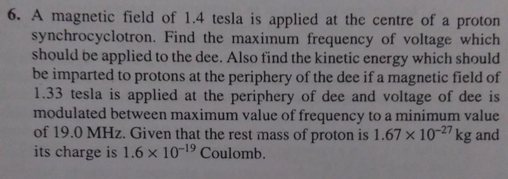 Solved 6. A magnetic field of 1.4 tesla is applied at the | Chegg.com