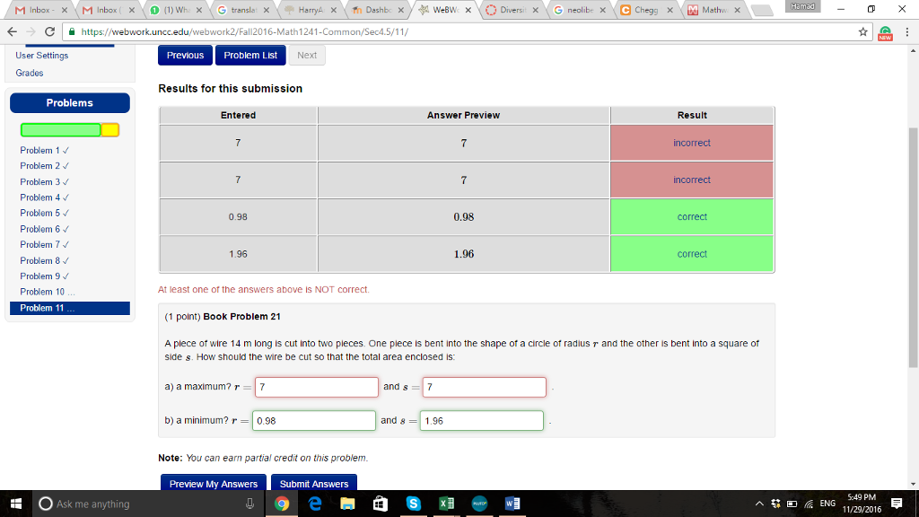 Solved https:// webwork uncc.edu | Chegg.com