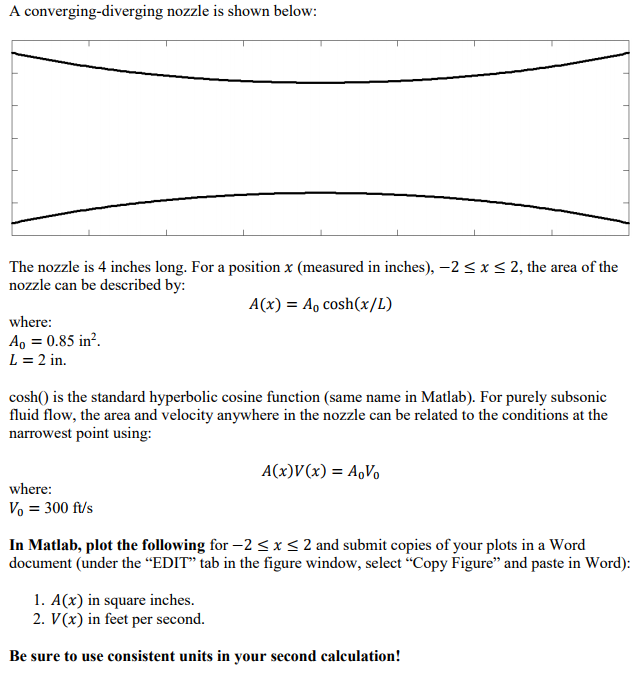 Solved A converging-diverging nozzle is shown below: The | Chegg.com