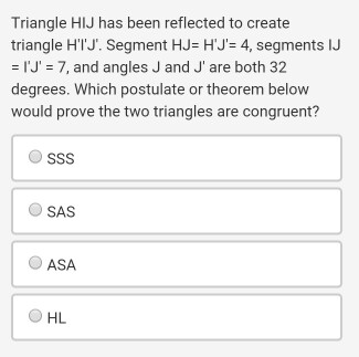 Solved Triangle HIJ has been reflected to create triangle | Chegg.com