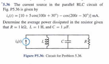 Solved The current source in the parallel RLC circuit of | Chegg.com