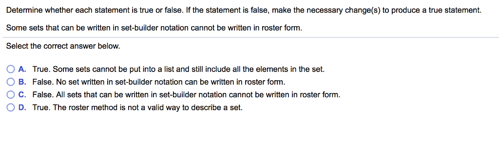 Solved Determine whether each statement is true or false. If | Chegg.com