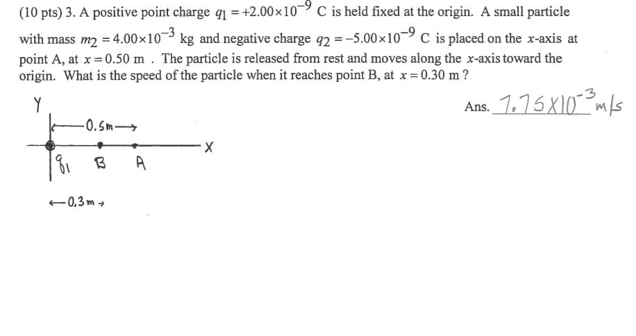 Solved (10 pts) 3. A positive point charge q1-+ 2.00x10-9 C | Chegg.com