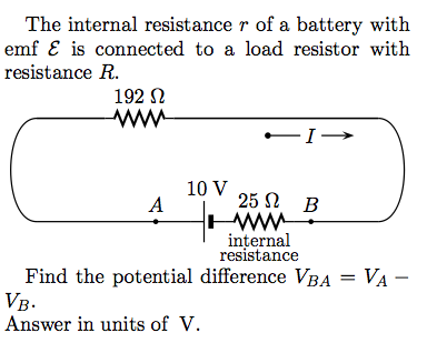 Solved Part I: The internal resistance r of a battery with | Chegg.com