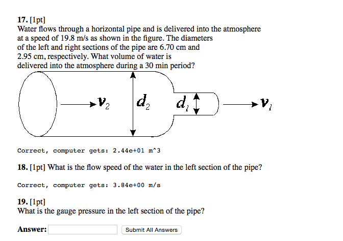 Solved Water flows through a horizontal pipe and is | Chegg.com