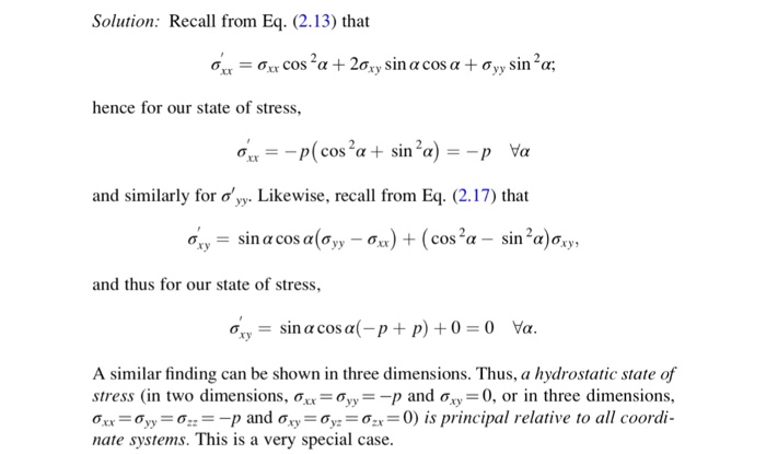 Solved 2.9 Given a hydrostatic state of stress, | Chegg.com