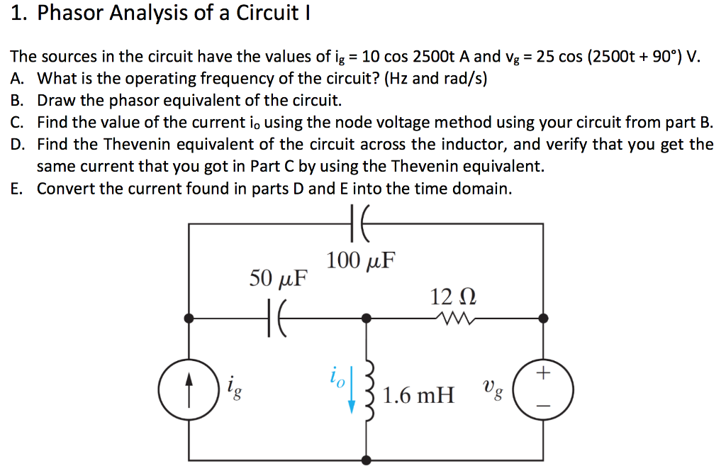 Solved 1. Phasor Analysis of a Circuit I The sources in the | Chegg.com