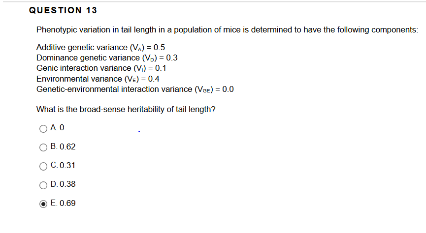 Solved Phenotypic variation in tail length in a population | Chegg.com