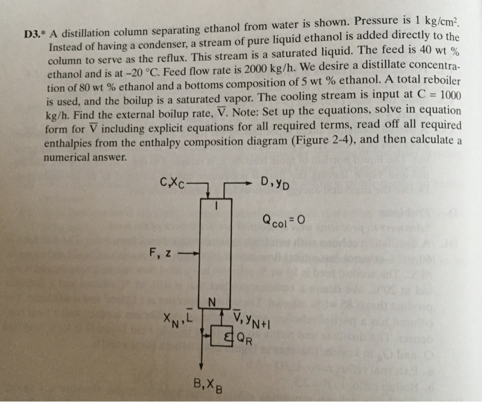 Solved D3 A distillation column separating ethanol from | Chegg.com