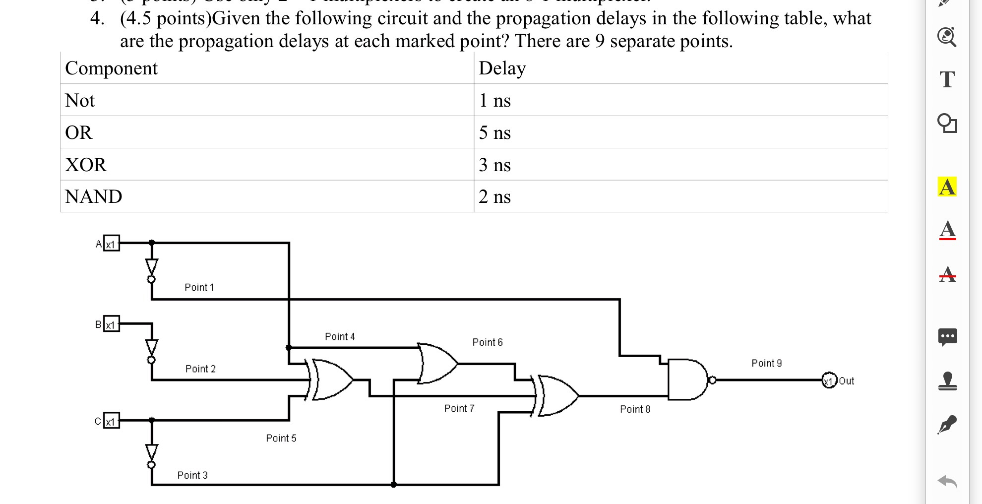 Solved 4. (4.5 points)Given the following circuit and the | Chegg.com