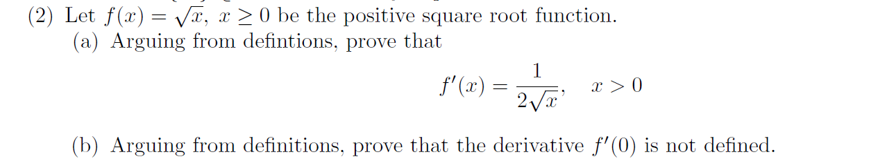 Solved Let f(x) = square root x, x greater than or equal to | Chegg.com