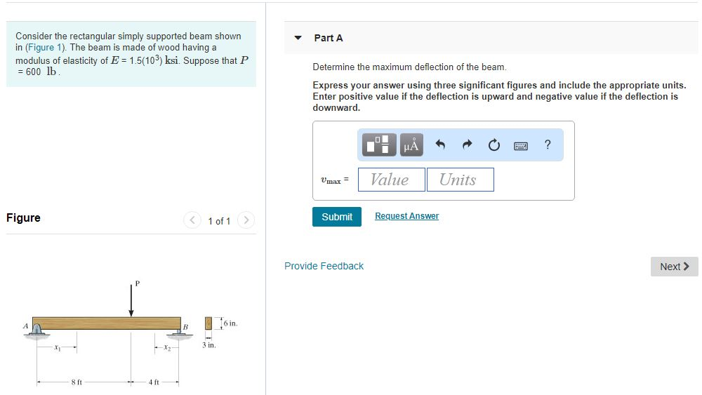 Solved Part A Consider the rectangular simply supported beam | Chegg.com