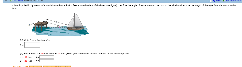 Solved A boat is pulled in by means of a winch located on a | Chegg.com