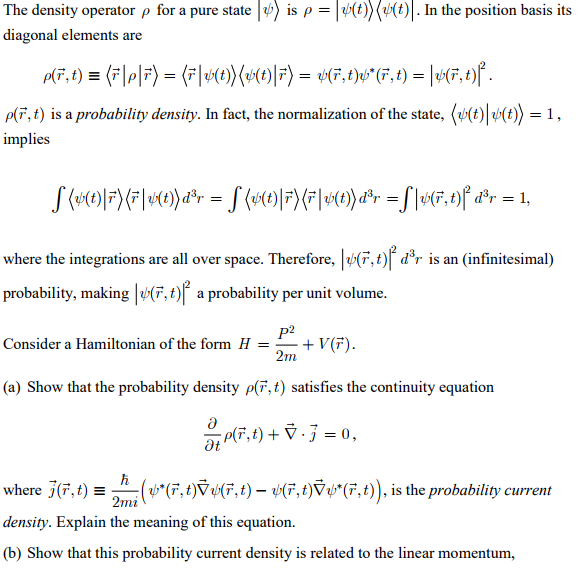 Solved The density operator ρ for a pure state l diagonal | Chegg.com