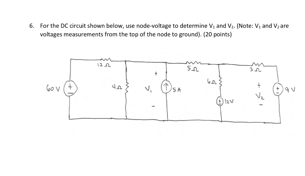 Solved For the DC circuit shown below, use node-voltage to | Chegg.com