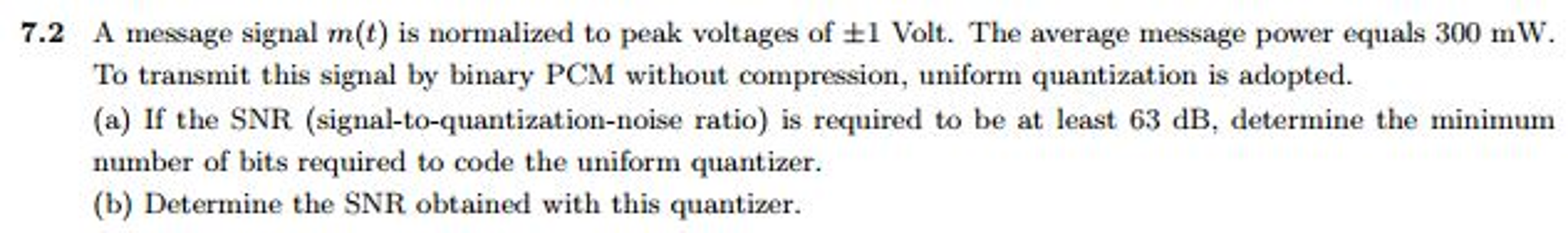 Solved: A Message Signal M(t) Is Normalized To Peak Voltag... | Chegg.com