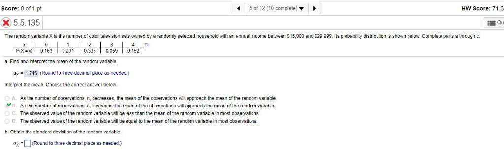 Solved 5 of 12 (10 complete) HW Score: 71.3 Score: 0 of 1 | Chegg.com