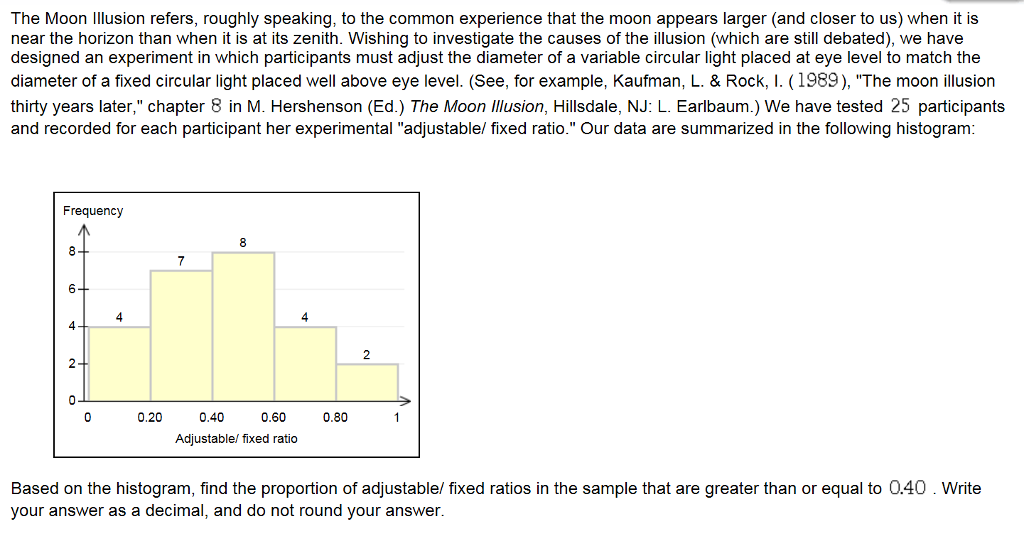Solved The Moon Illusion refers, roughly speaking, to the | Chegg.com