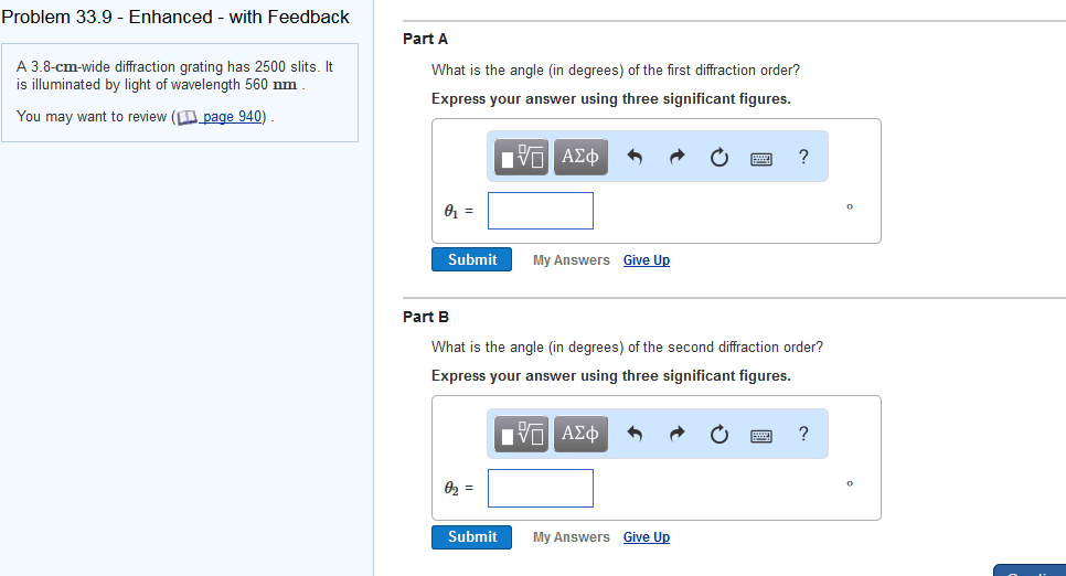 Solved A 3 8 Cm Wide Diffraction Grating Has 2500 Slits It