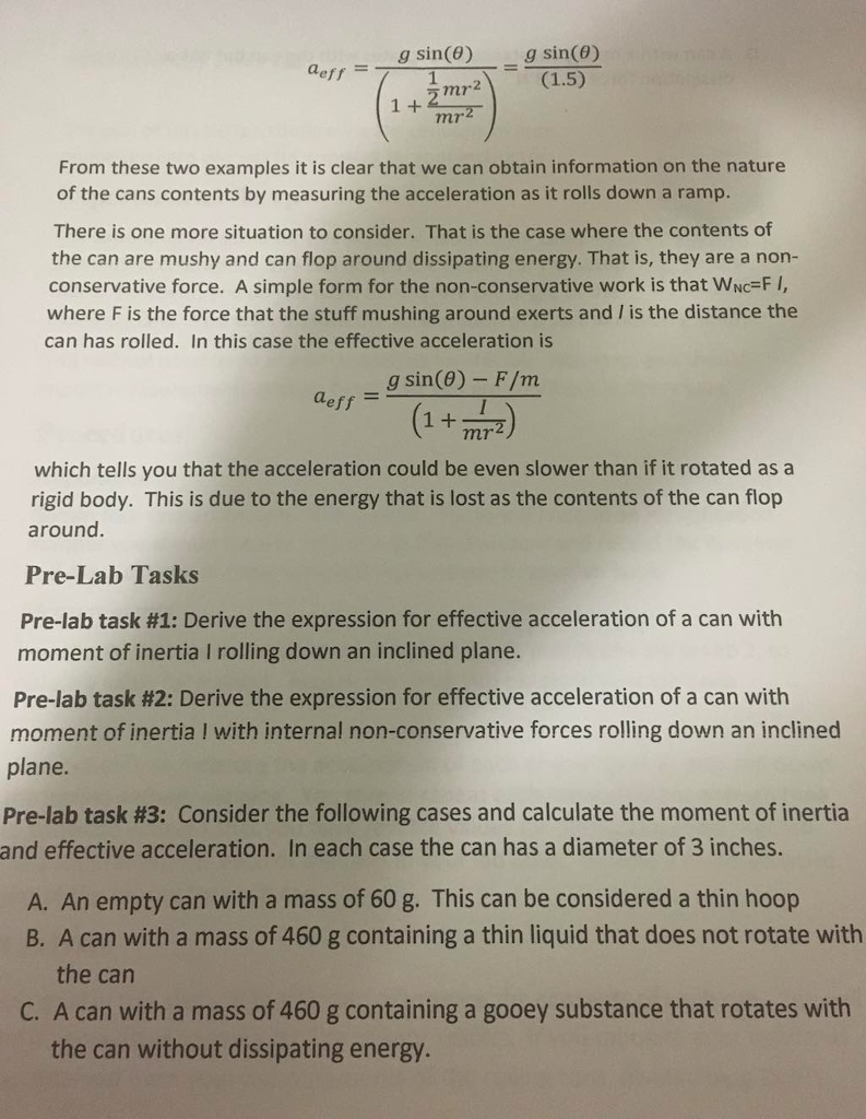 Solved PRE-LAB - Rotational Inertia Introduction The goal of | Chegg.com