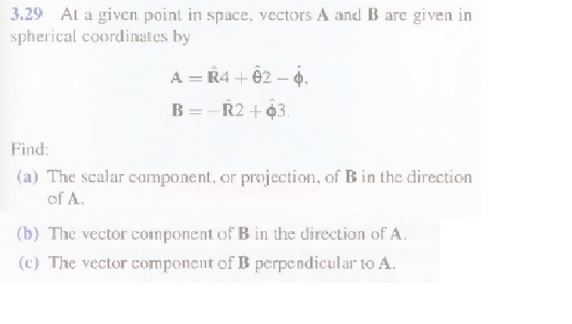 Solved At a given point in space, vectors A and B are given | Chegg.com
