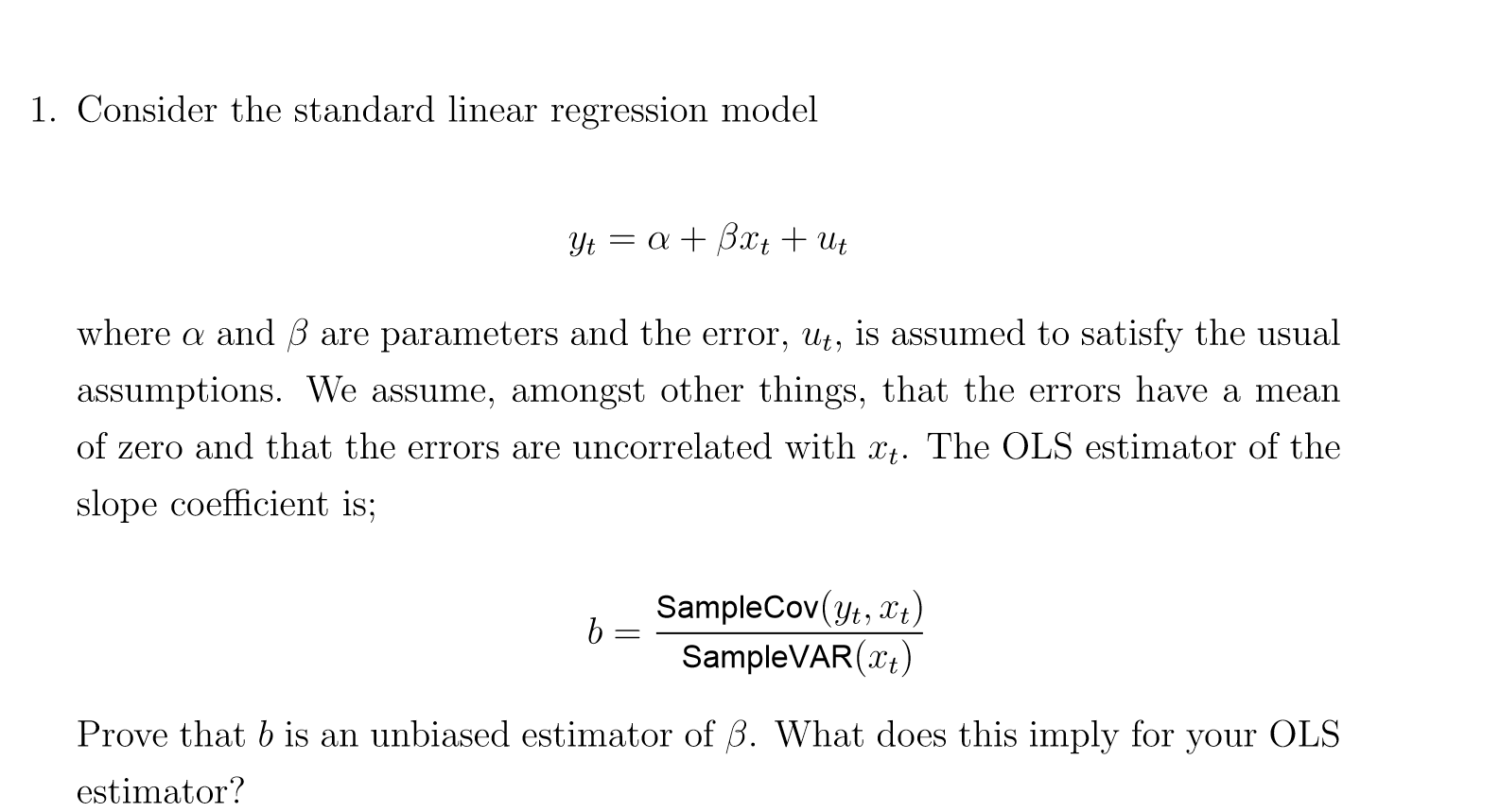 Solved Consider the standard linear regression model y_t = | Chegg.com
