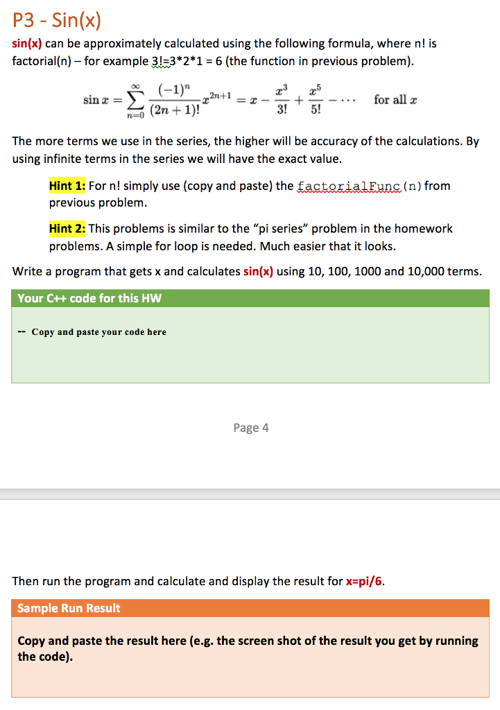 Solved P3 - Sin(x) sin(x) can be approximately calculated | Chegg.com