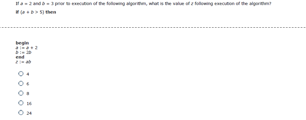 Solved If a = 2 and b = 3 prior to execution of the | Chegg.com