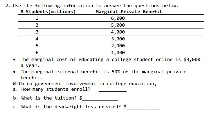 Solved Use the following information to answer the questions | Chegg.com