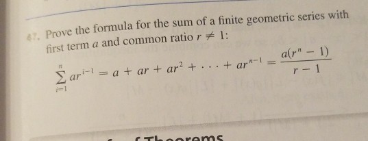 Solved rove the formula for the sum of a finite geometric | Chegg.com