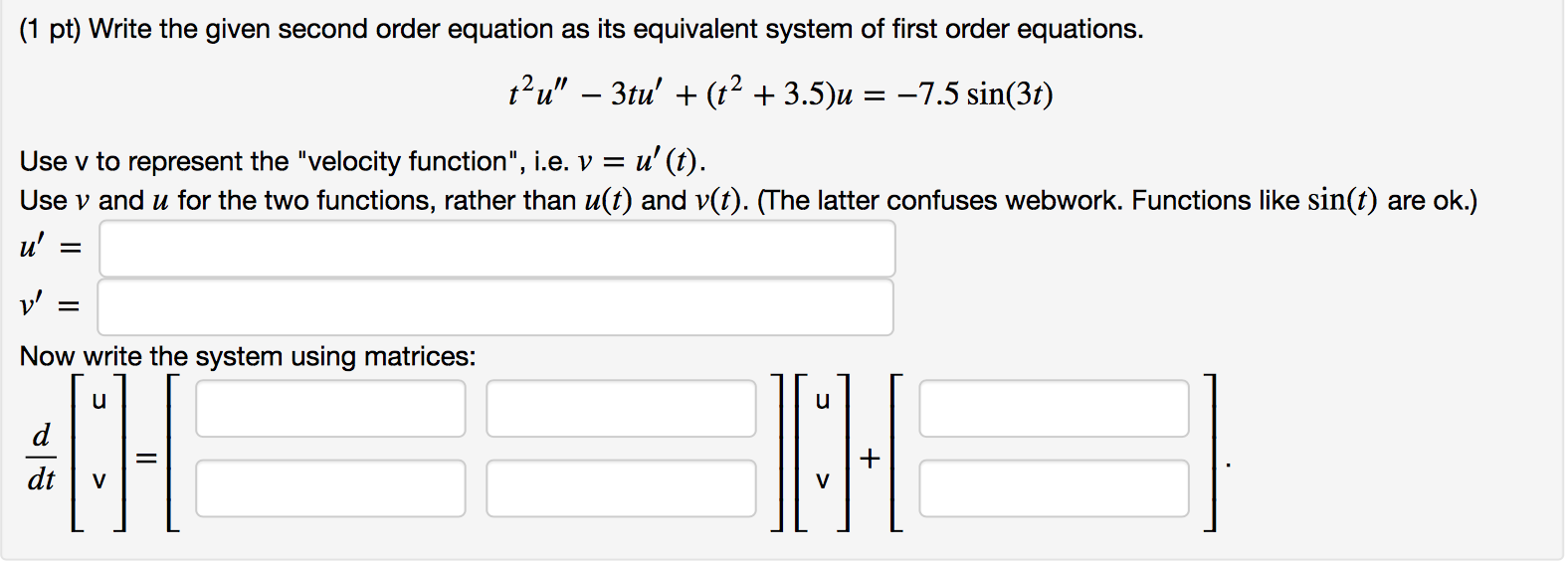 Solved Write the given second order equation as its | Chegg.com