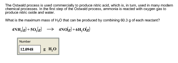 Solved The Ostwald process is used commercially to produce | Chegg.com