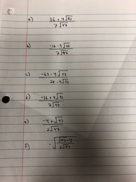 Solved -16 33 2197 ? 28 -3 ?3 2J47 -41 e) 47-4 252 | Chegg.com