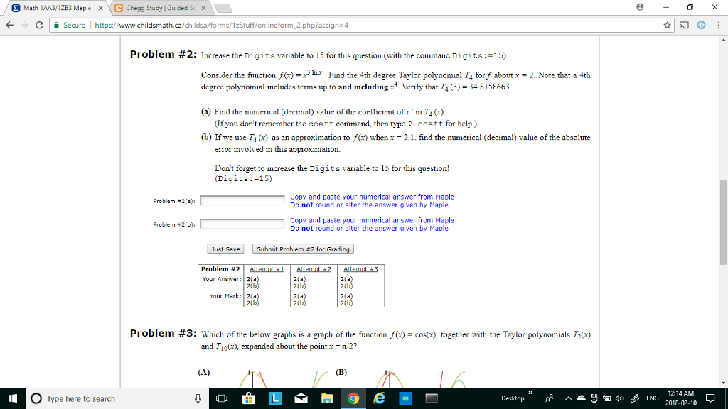 Solved Math 1AA3/1ZB3 Maple 、G chegg Study | Guided S/X ← → | Chegg.com