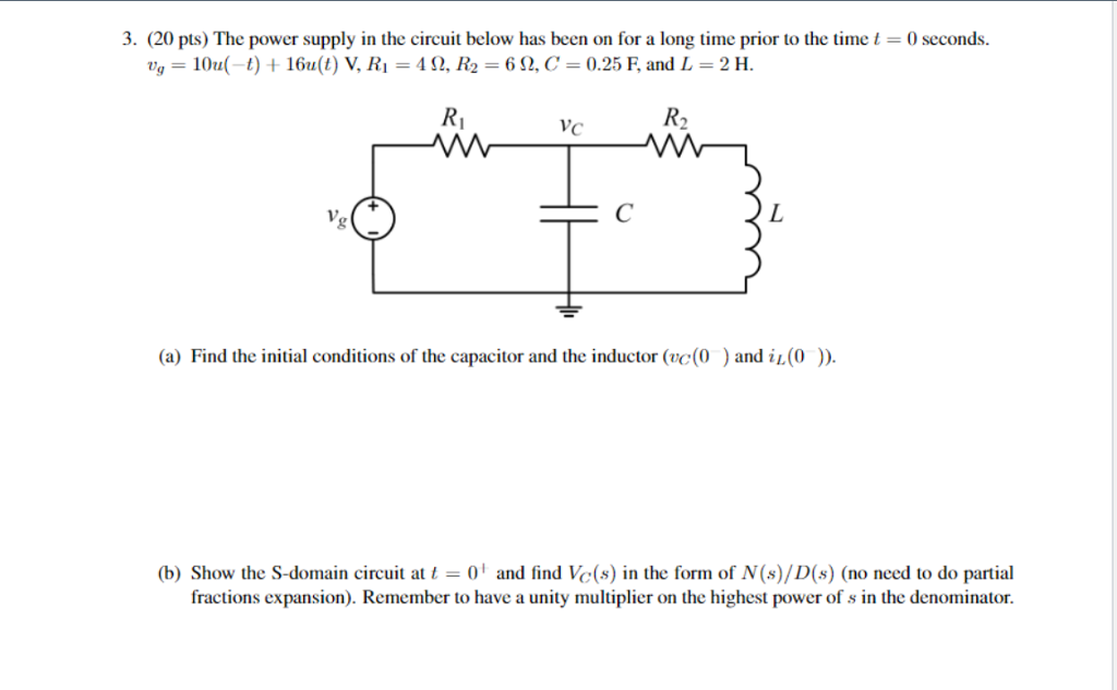Solved (20 pts) The power supply in the circuit below has | Chegg.com