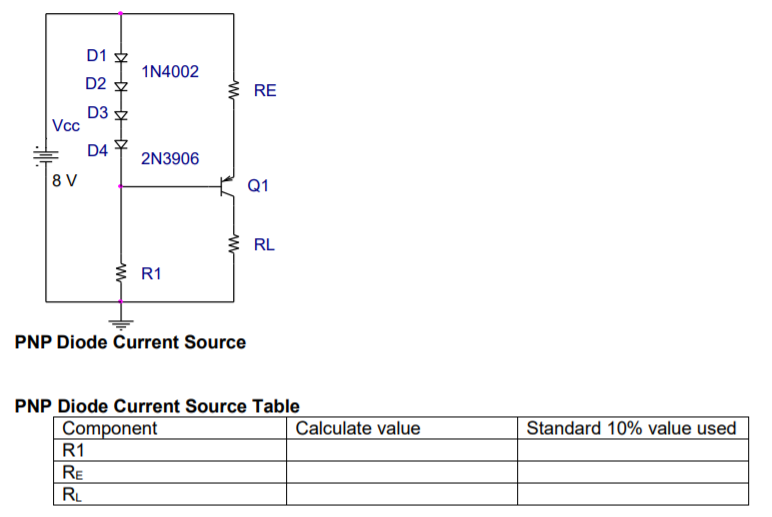 3. Diode Current Source ( PNP ) Design a PNP current | Chegg.com