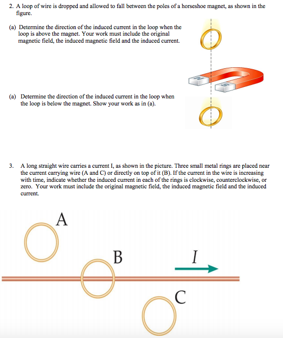 Solved A loop of wire is dropped and allowed to fall between | Chegg.com