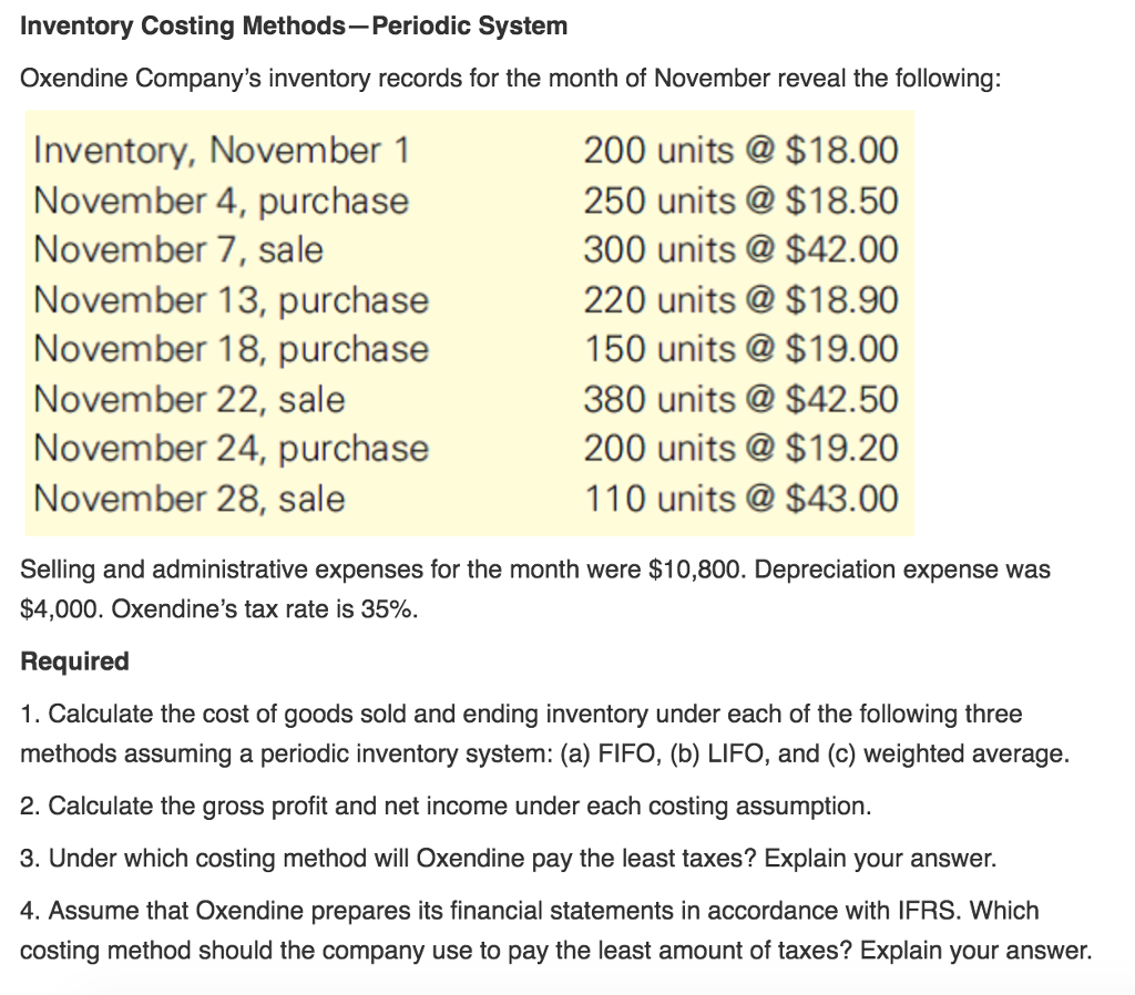 Solved Inventory Costing Methods–Periodic System Oxendine | Chegg.com