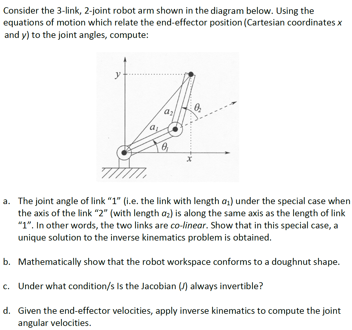 Consider The 3 Link 2 Joint Robot Arm Shown In The
