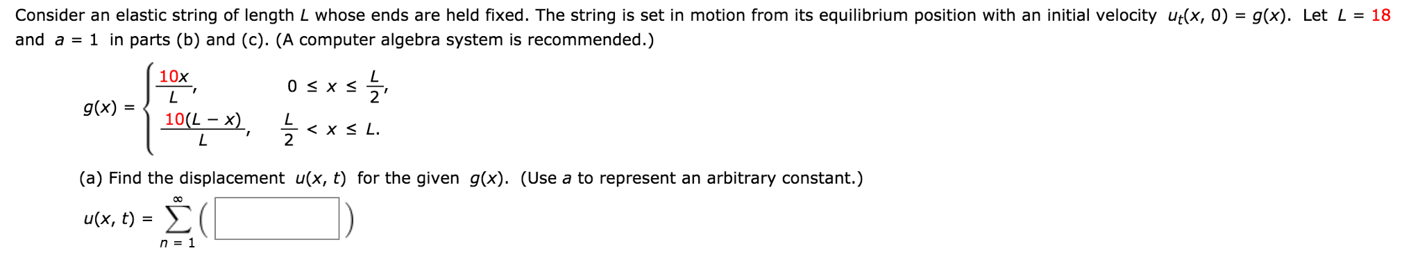 Solved Consider an elastic string of length L whose ends are | Chegg.com