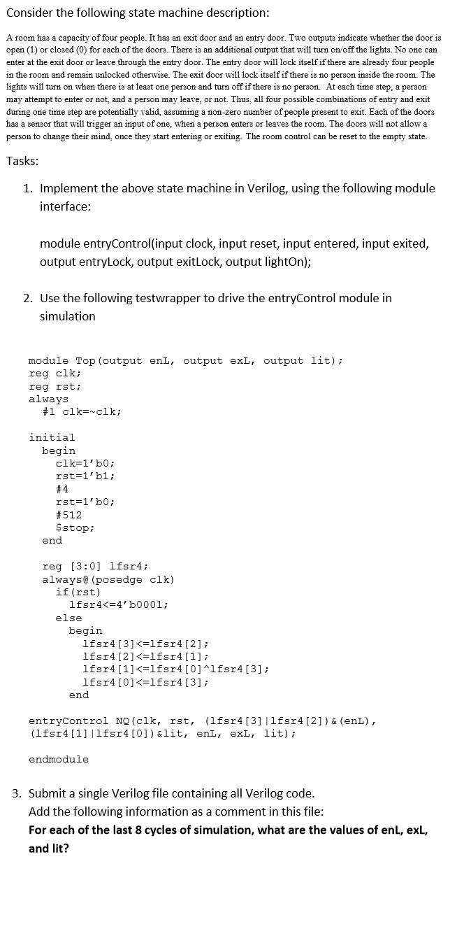 Consider the following state machine description: A | Chegg.com