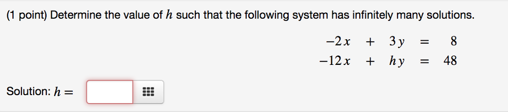 Solved (1 point) Determine the value of hh such that the | Chegg.com