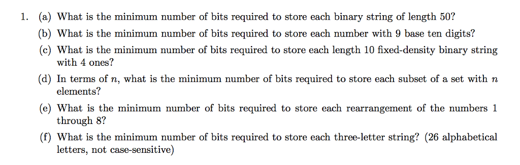 Solved What is the minimum number of bits required to store | Chegg.com