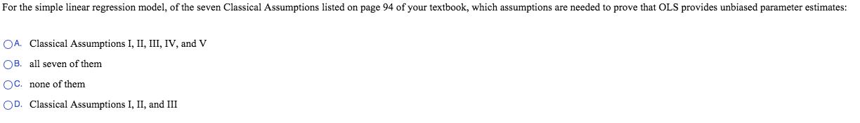 Solved For the simple linear regression model, of the seven | Chegg.com