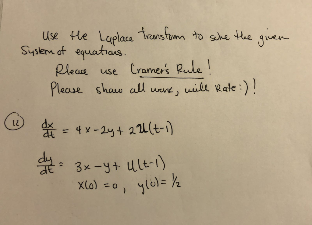Solved Use He Laplace transform to she te guen System of | Chegg.com