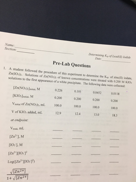 Solved A student followed the procedure of this experiment | Chegg.com