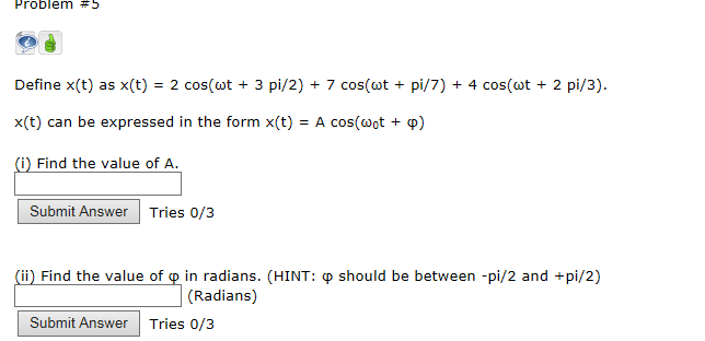 Solved Define X T As X T 2 Cos Omega T 3 Pi 2 7